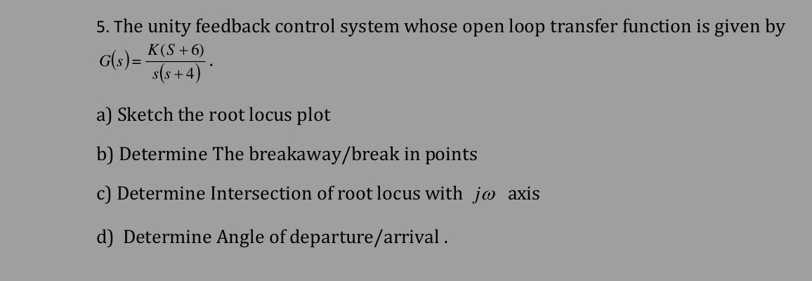 Solved The unity feedback control system whose open loop | Chegg.com