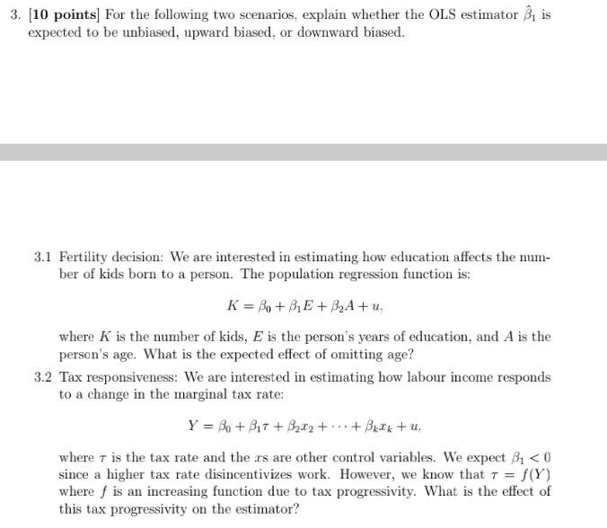 Solved 3 10 Points For The Following Two Scenarios