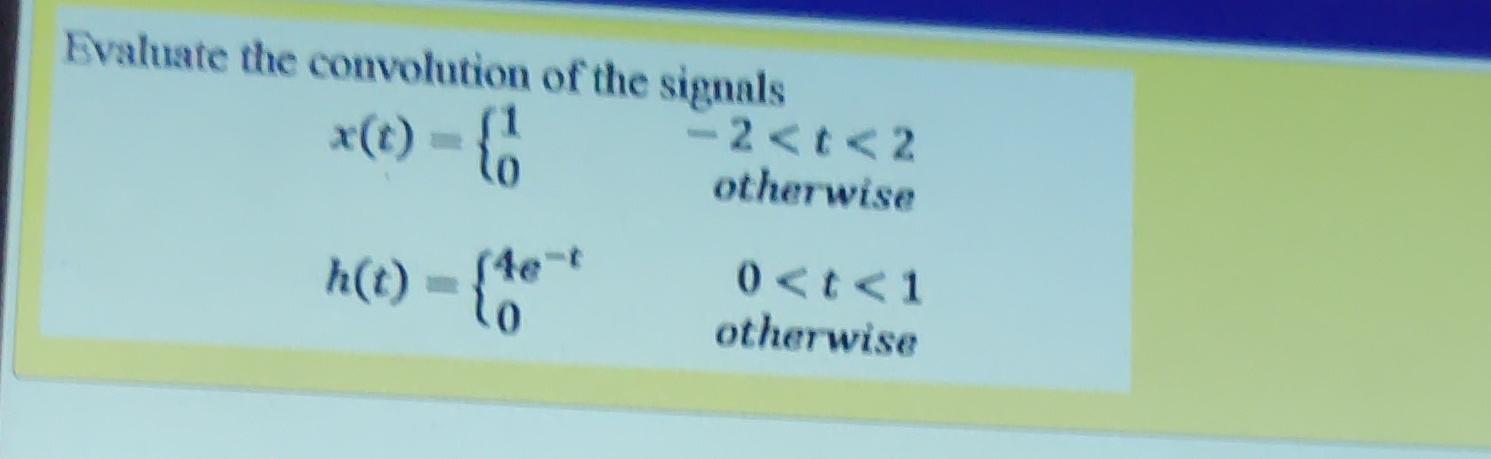 Solved Evaluate the convolution of the signals -2 | Chegg.com