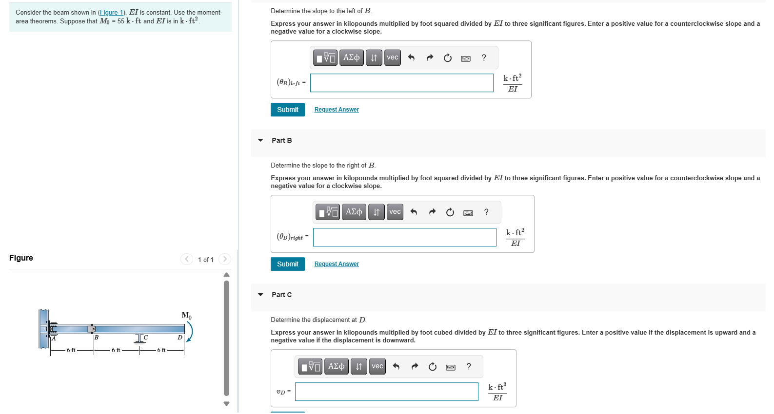 Solved Consider the beam shown in (Figure 1). EI is | Chegg.com