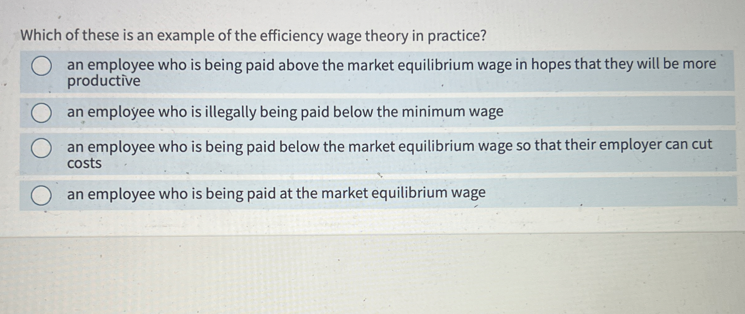 Solved Which of these is an example of the efficiency wage | Chegg.com