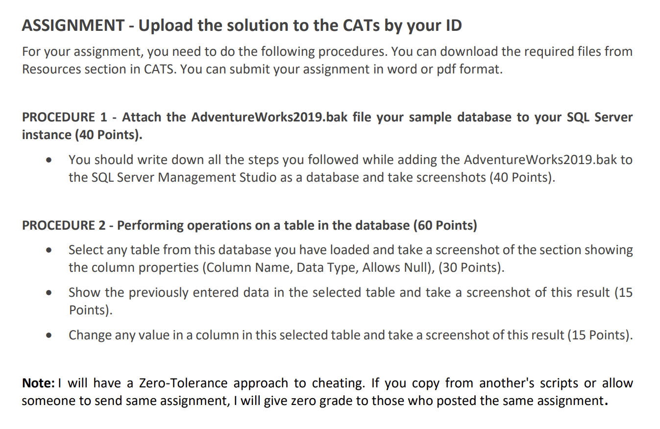 Solved by an EXPERT ASSIGNMENT - ﻿Upload the solution to the CATs by your | Chegg.com