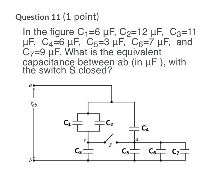 Solved Question 11 (1 point) In the figure C1=6 uF, C2=12 | Chegg.com