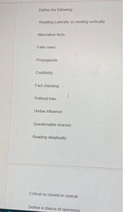 Define the following: Reading Laterally vs reading | Chegg.com