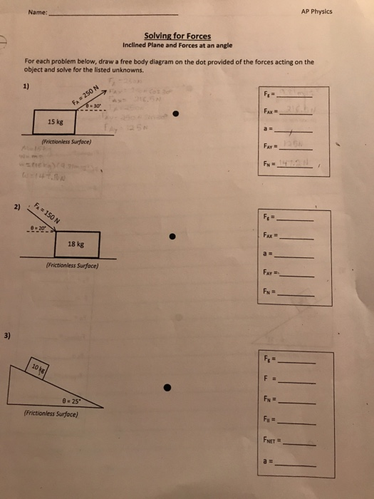 Solved Name: AP Physics Solving for Forces Inclined Plane | Chegg.com