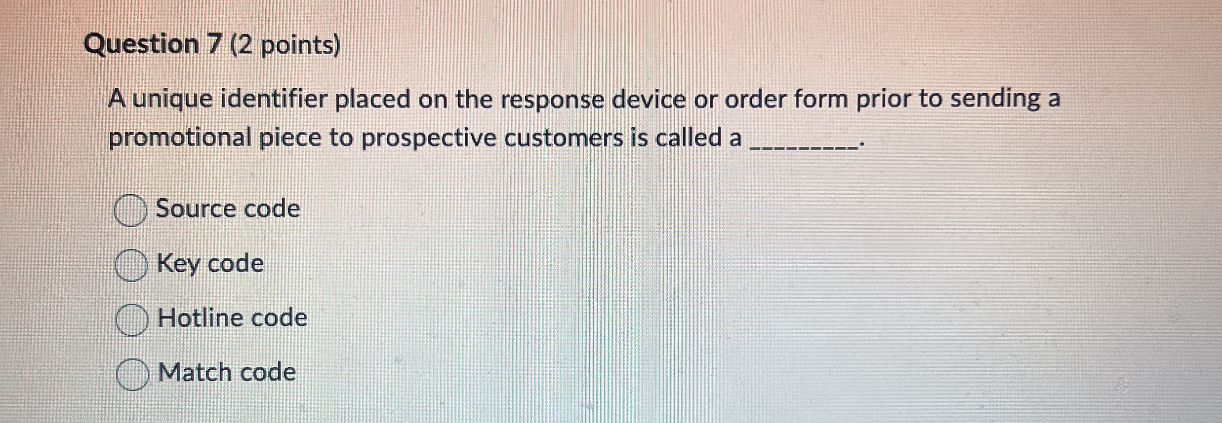 Question 7 (2 ﻿points)A unique identifier placed on | Chegg.com