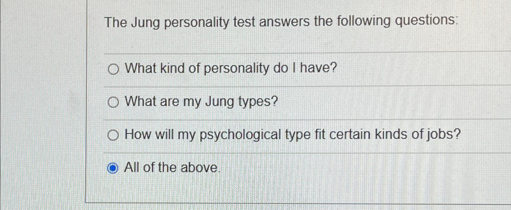 Solved The Jung personality test answers the following | Chegg.com