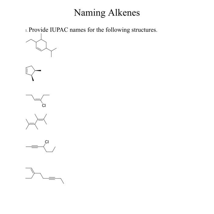 Solved 1. Provide IUPAC names for the following structures. | Chegg.com