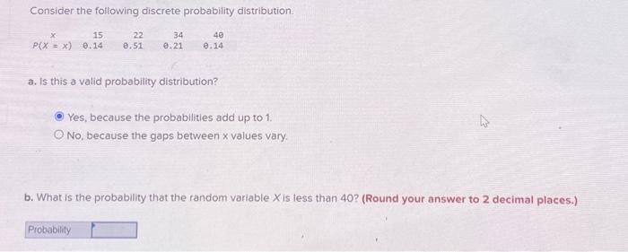 Solved Consider the following discrete probability | Chegg.com