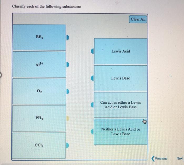 Solved Classify each of the following substances: Clear All | Chegg.com