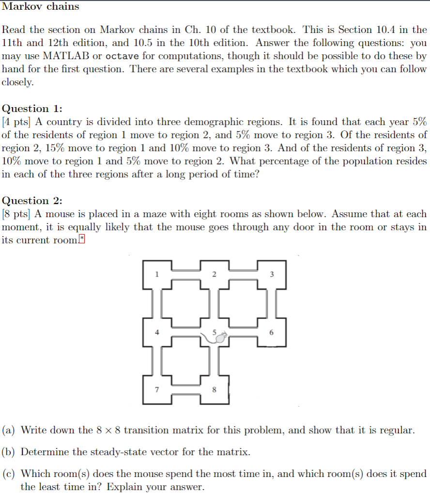 Solved Markov chainsRead the section on Markov chains in | Chegg.com