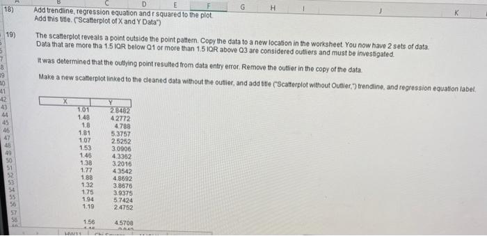 Solved 2 17) D E F G On this worksheet, make an XY scatter | Chegg.com