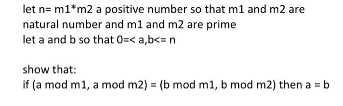 Solved let n=m1∗ m2 a positive number so that m1 and m2 are | Chegg.com