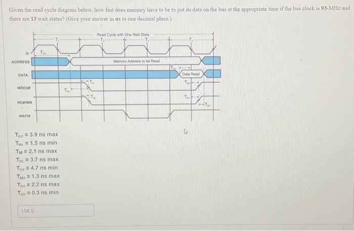 Solved Given the read cycle diagram below, how fast does | Chegg.com