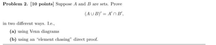 Solved Problem 2. [10 points] Suppose A and B are sets. | Chegg.com