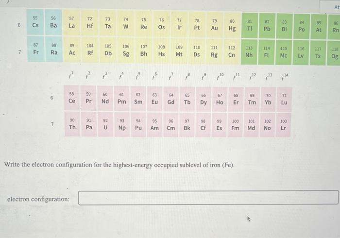 Solved Write the electron configuration for the | Chegg.com