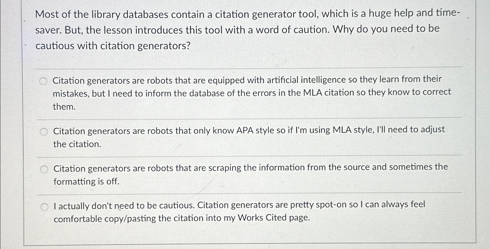 Solved Most of the library databases contain a citation | Chegg.com
