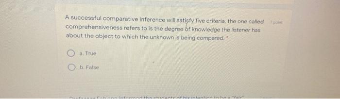 Solved A successful comparative inference will satisfy five | Chegg.com