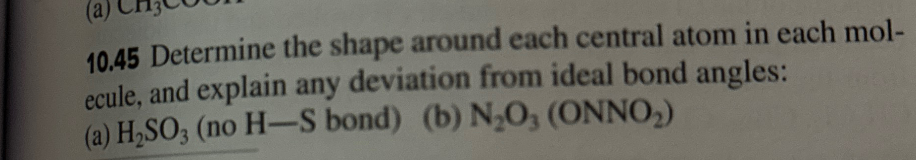 Solved 10.45 ﻿Determine the shape around each central atom | Chegg.com
