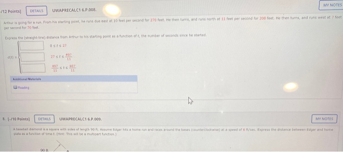 Solved MY NOTES -/12 Points) DETAILS UWAPRECALC1 6.P.008. | Chegg.com