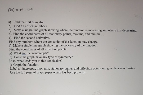 Solved F X X5 5x3 A Find The First Derivative B Find