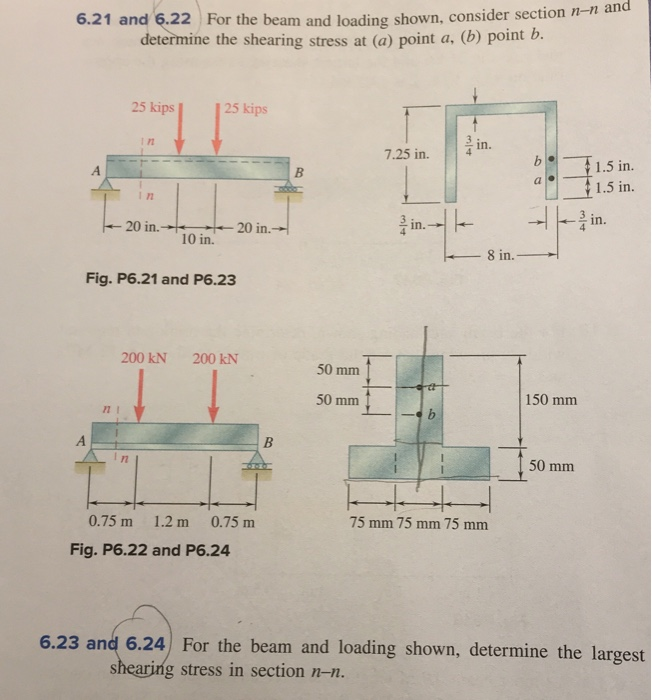 Solved .22 For the beam and loading shown, consider section | Chegg.com