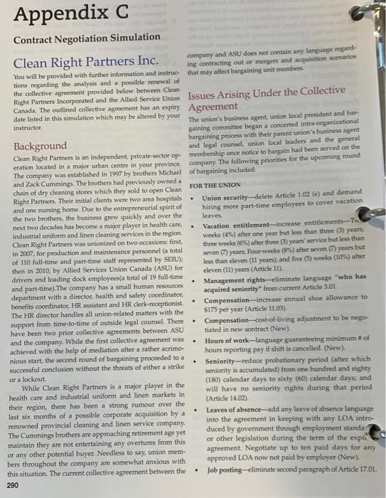 Solved Appendix C Contract Negotiation Simulation Clean | Chegg.com