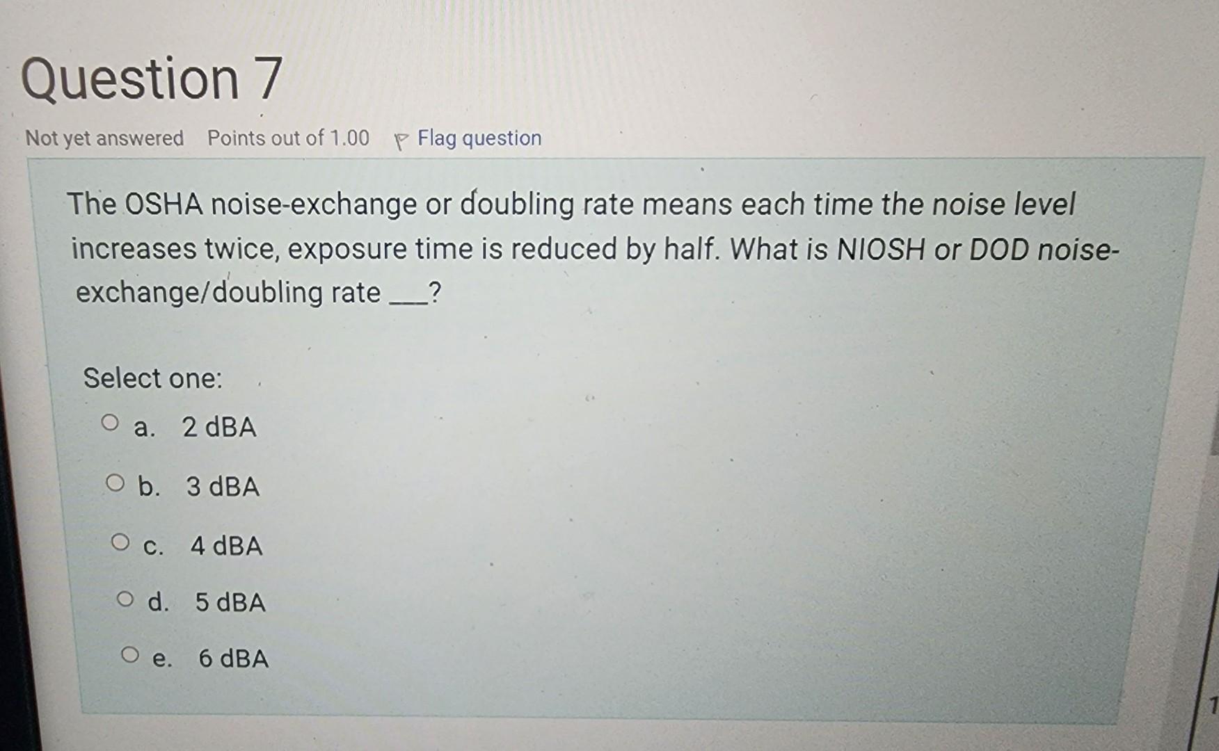 Solved The OSHA noise-exchange or doubling rate means each | Chegg.com