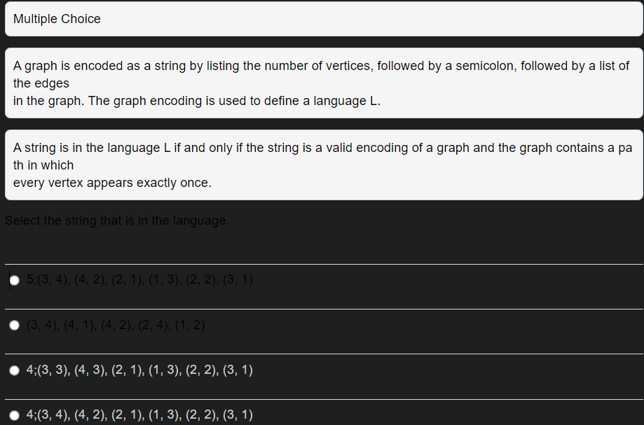 Solved Multiple ChoiceA graph is encoded as a string by | Chegg.com