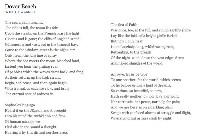 Read “Dover Beach” by Matthew Arnold and answer the | Chegg.com
