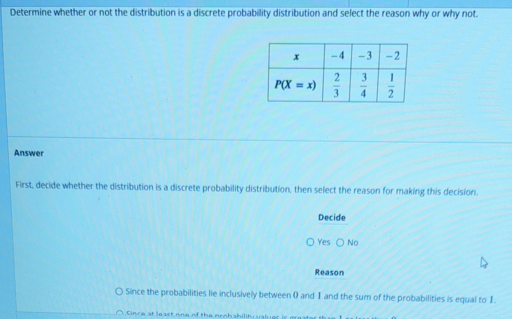 Solved Determine whether or not the distribution is a | Chegg.com