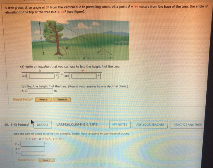 Solved A tree grows at an angle of 3° from the vertical due | Chegg.com