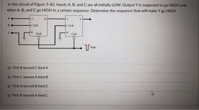 Solved In the circuit of Figure 5-82, inputs A, B, and C are | Chegg.com