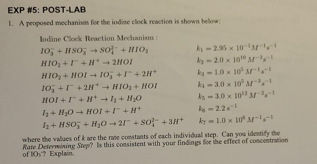 Solved EXP #5: POST-LAB 1. A proposed mechanism for the | Chegg.com