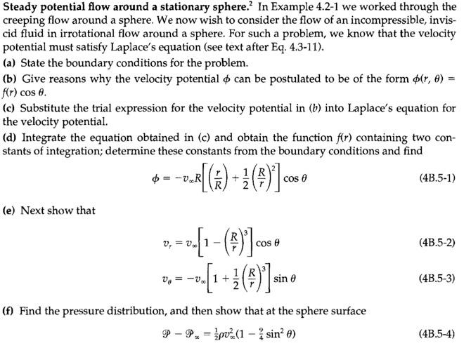 Steady potential flow around a stationary sphere.? In | Chegg.com