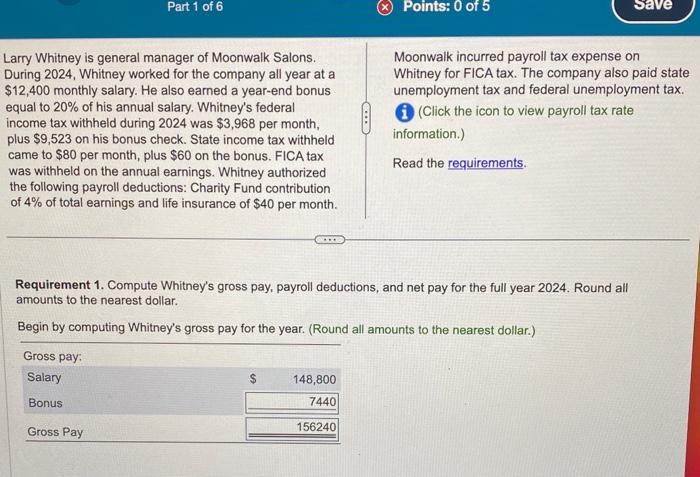 Solved Requirement 1. Compute Whitney's gross pay, payroll | Chegg.com