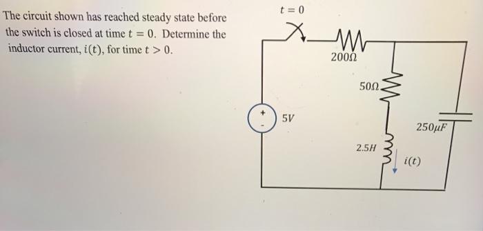 Solved t=0 The circuit shown has reached steady state before | Chegg.com