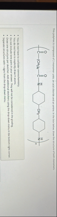 Solved This polymer. is composed of 2 ﻿monomer units: an | Chegg.com