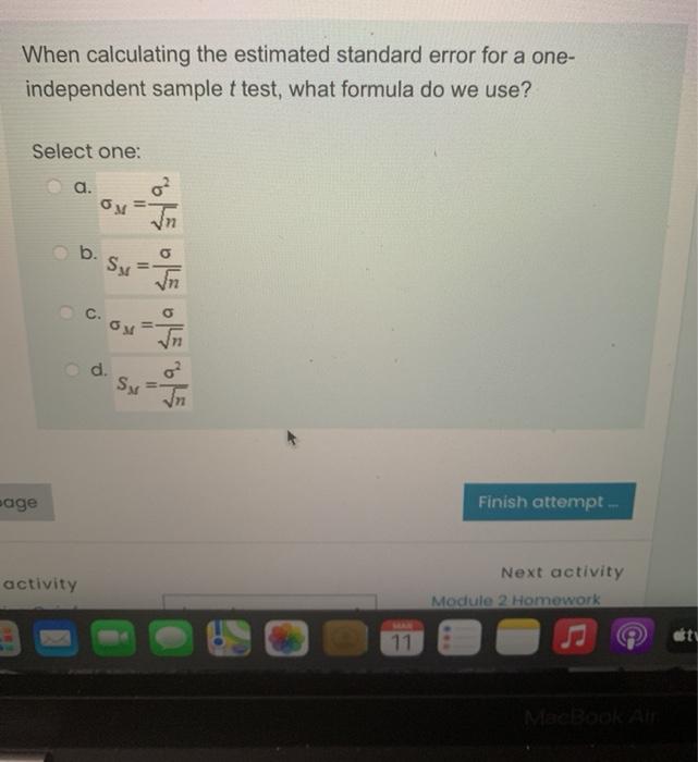 Solved When calculating the estimated standard error for a | Chegg.com