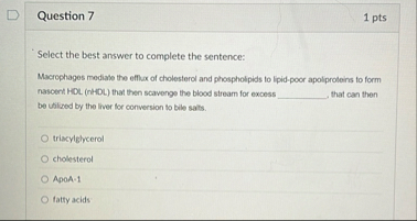 Solved Question 71 ﻿ptsSelect the best answer to complete | Chegg.com