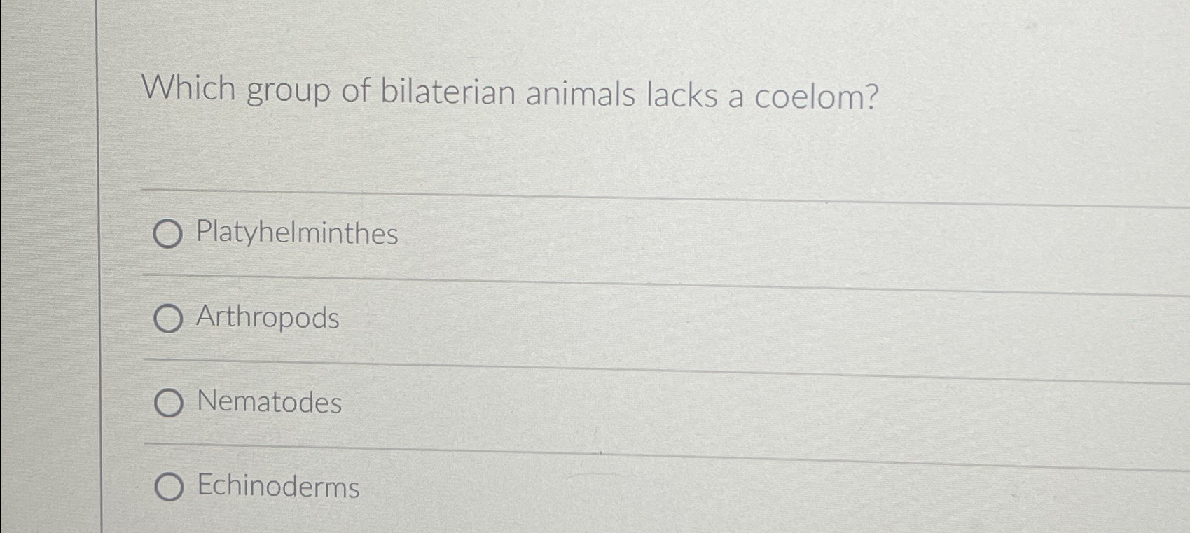 Solved Which group of bilaterian animals lacks a | Chegg.com