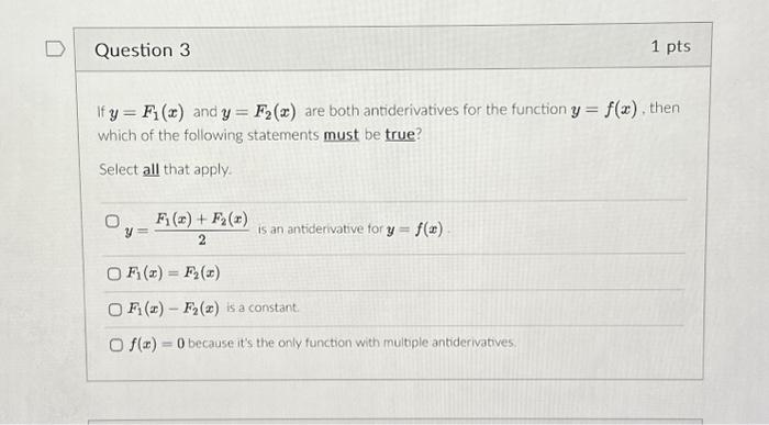 Solved Question 3 If y = F₁(x) and y = F₂(x) are both | Chegg.com