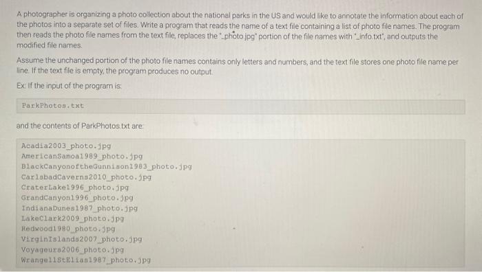 Solved A photographer is organizing a photo colection about | Chegg.com