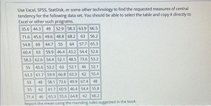 Solved Use Excel, SPSS, StatDisk, or some other technology | Chegg.com