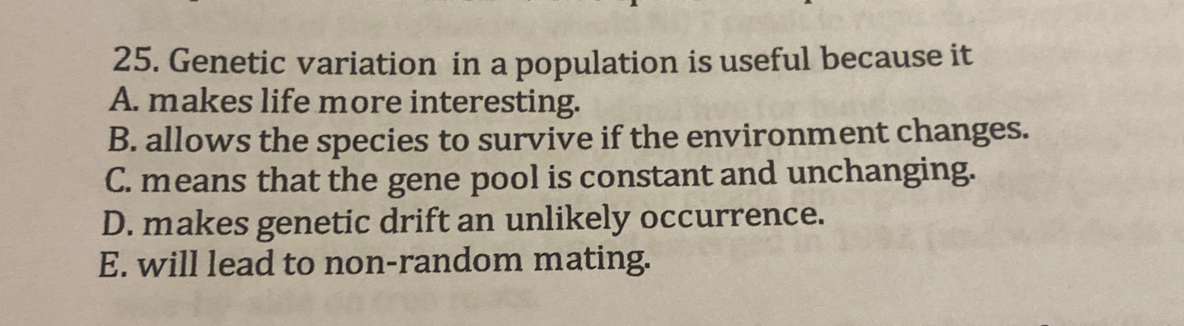 Solved Genetic variation in a population is useful because | Chegg.com