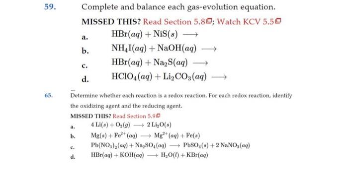 Solved Complete and balance each gas-evolution equation. | Chegg.com