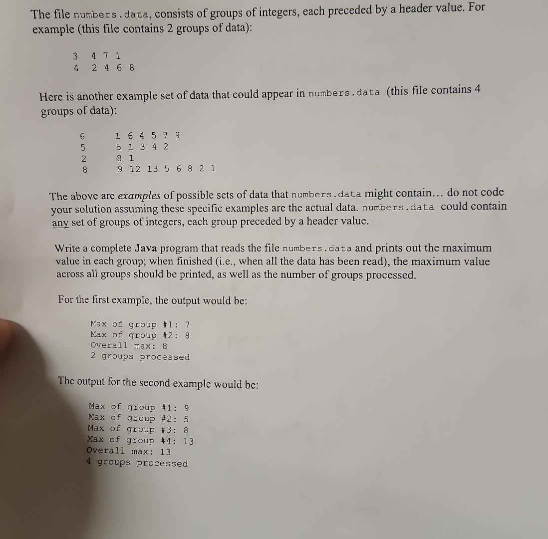 Solved The file numbers . data, consists of groups of | Chegg.com