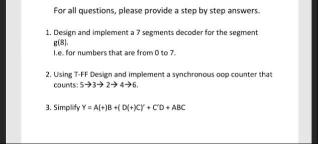 Solved For all questions, please provide a step by step | Chegg.com