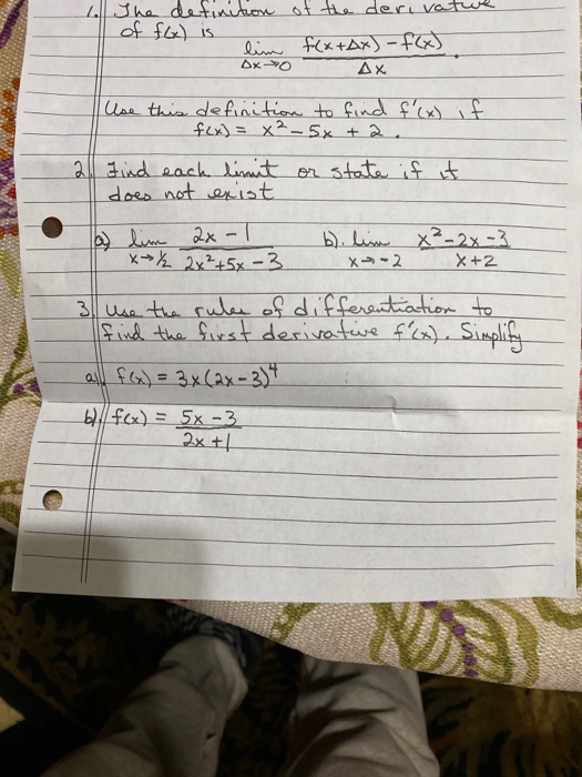 Solved 1. The definition of the derivatue of fGx) is lim | Chegg.com