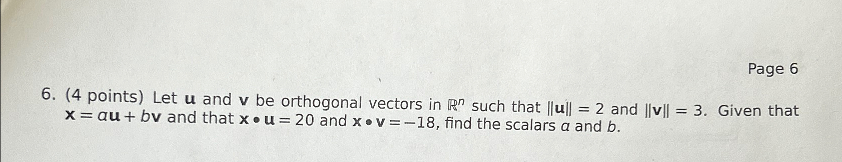 Solved Page 66. (4 ﻿points) ﻿Let u ﻿and v ﻿be orthogonal | Chegg.com